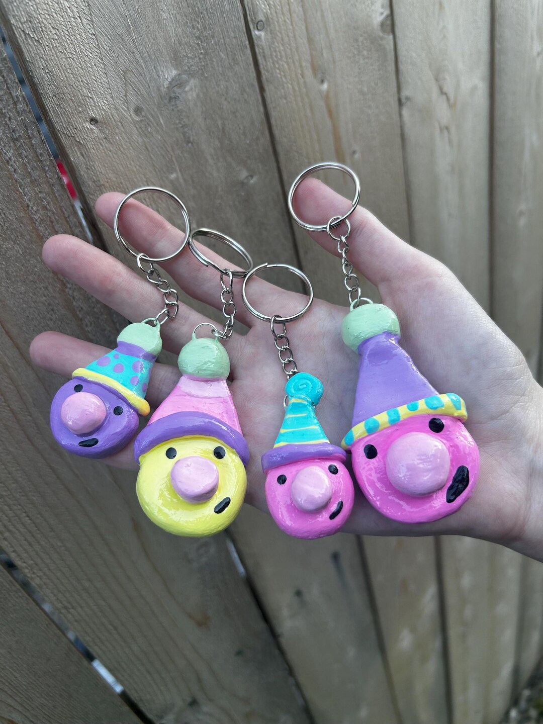 Handmade Clay Clown Keychains: Circus Party Pal - Etsy