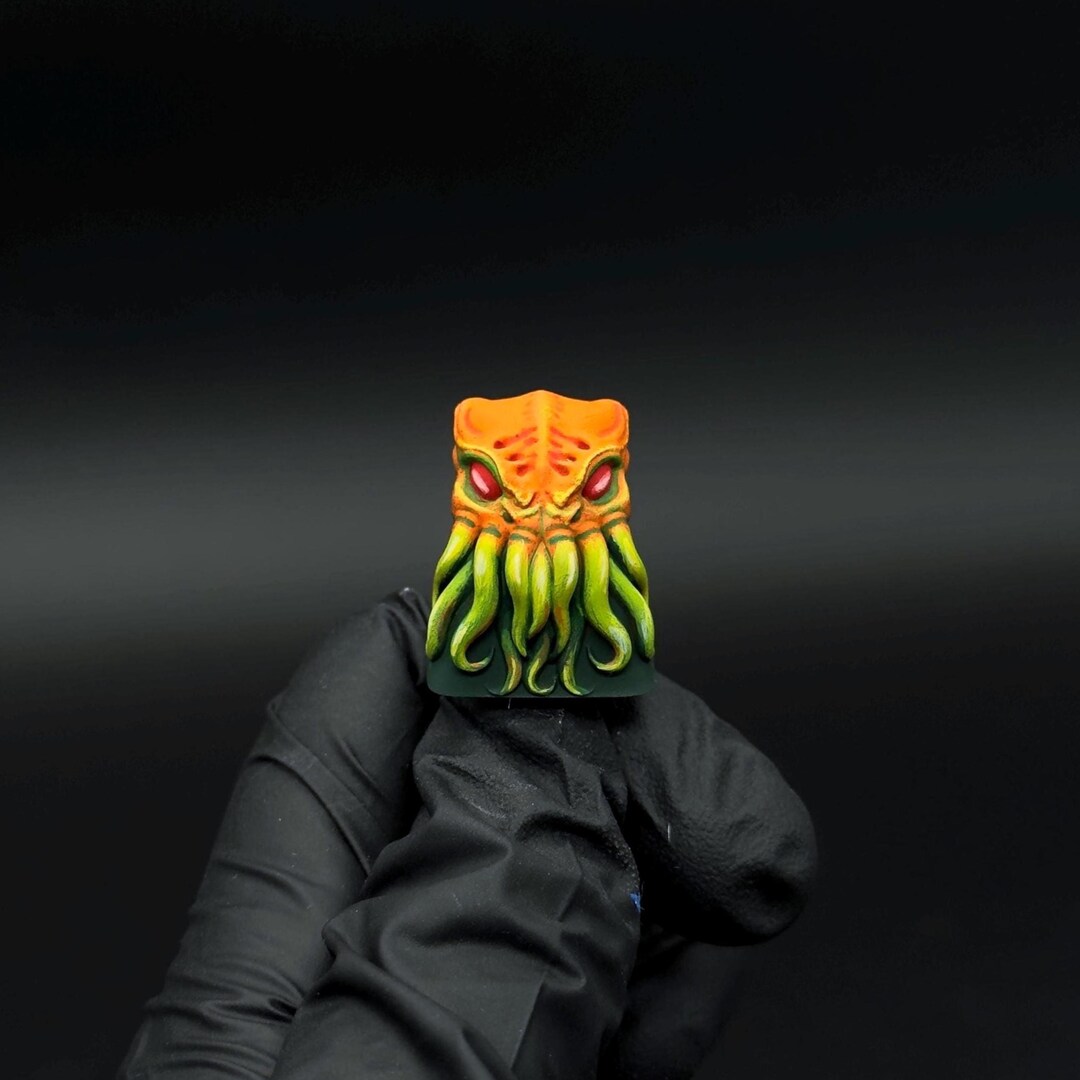 Pumpkin Cthulhu Artisan Keycap, Orange & Green Monster Keycap for ...