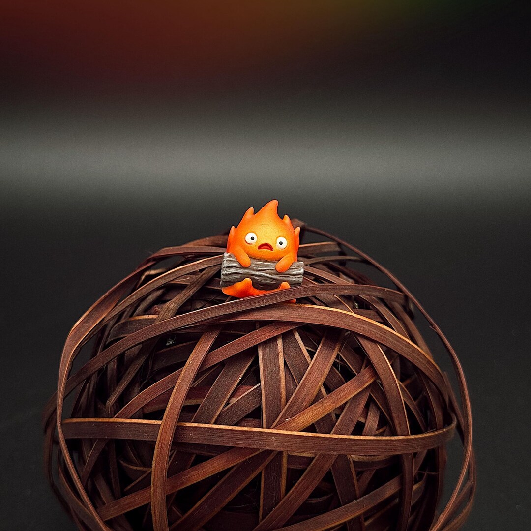 Sad Calcifer Artisan Keycap: Handmade Studio Ghibli Anime Gift - Etsy