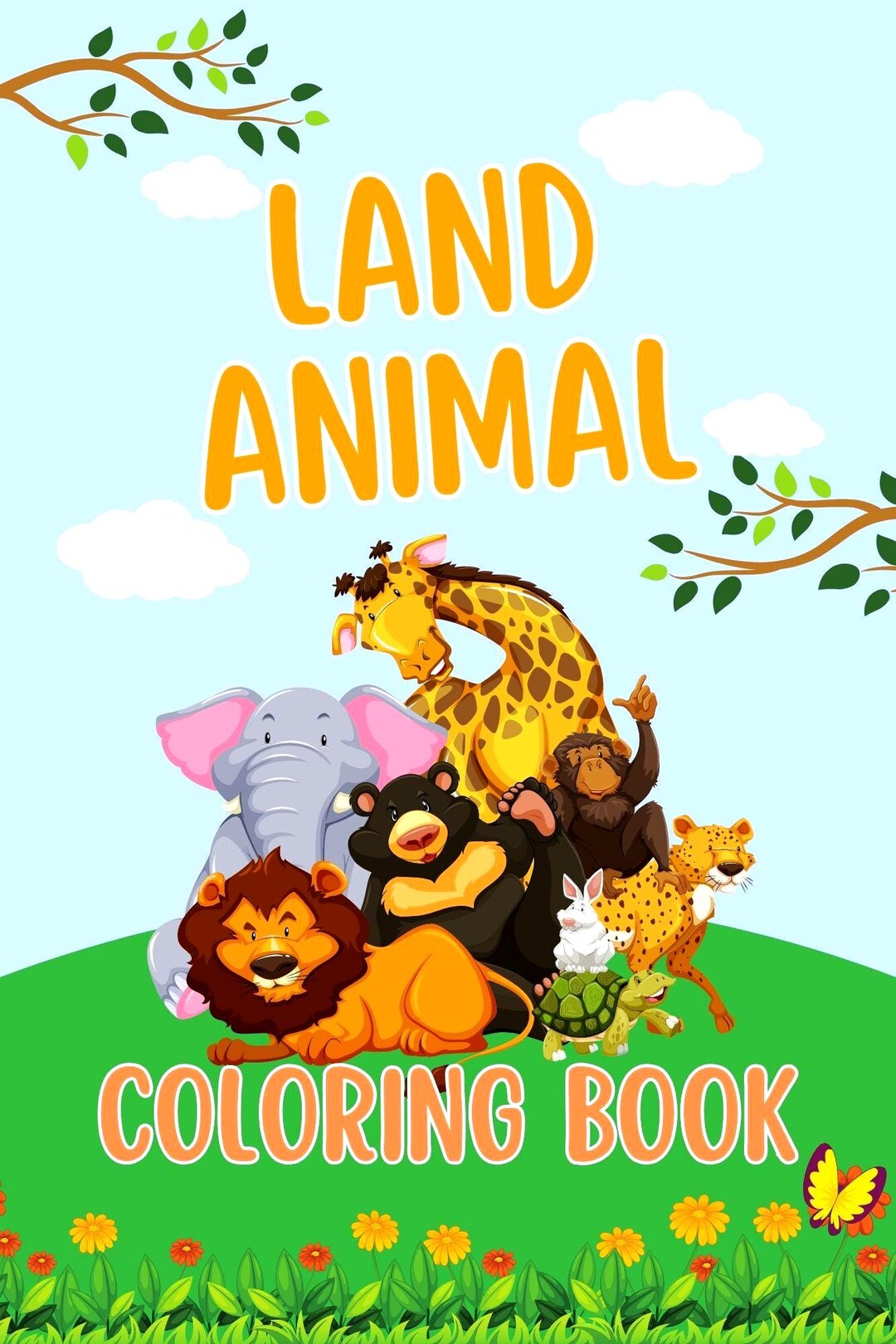 30 Cute Animal Coloring Book Pages | Land Animals Coloring Book | Baby ...