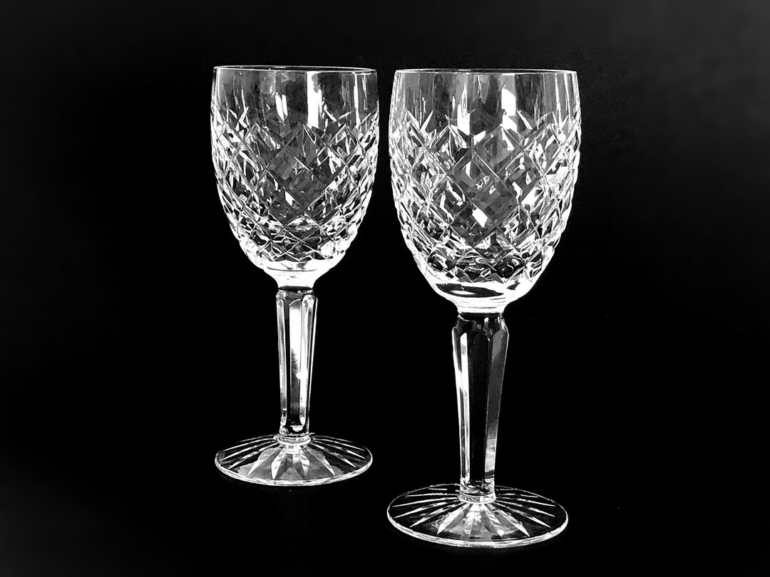 2 Waterford Crystal Wine Glasses. Fine Irish Cut Glass Luxury Stemware ...