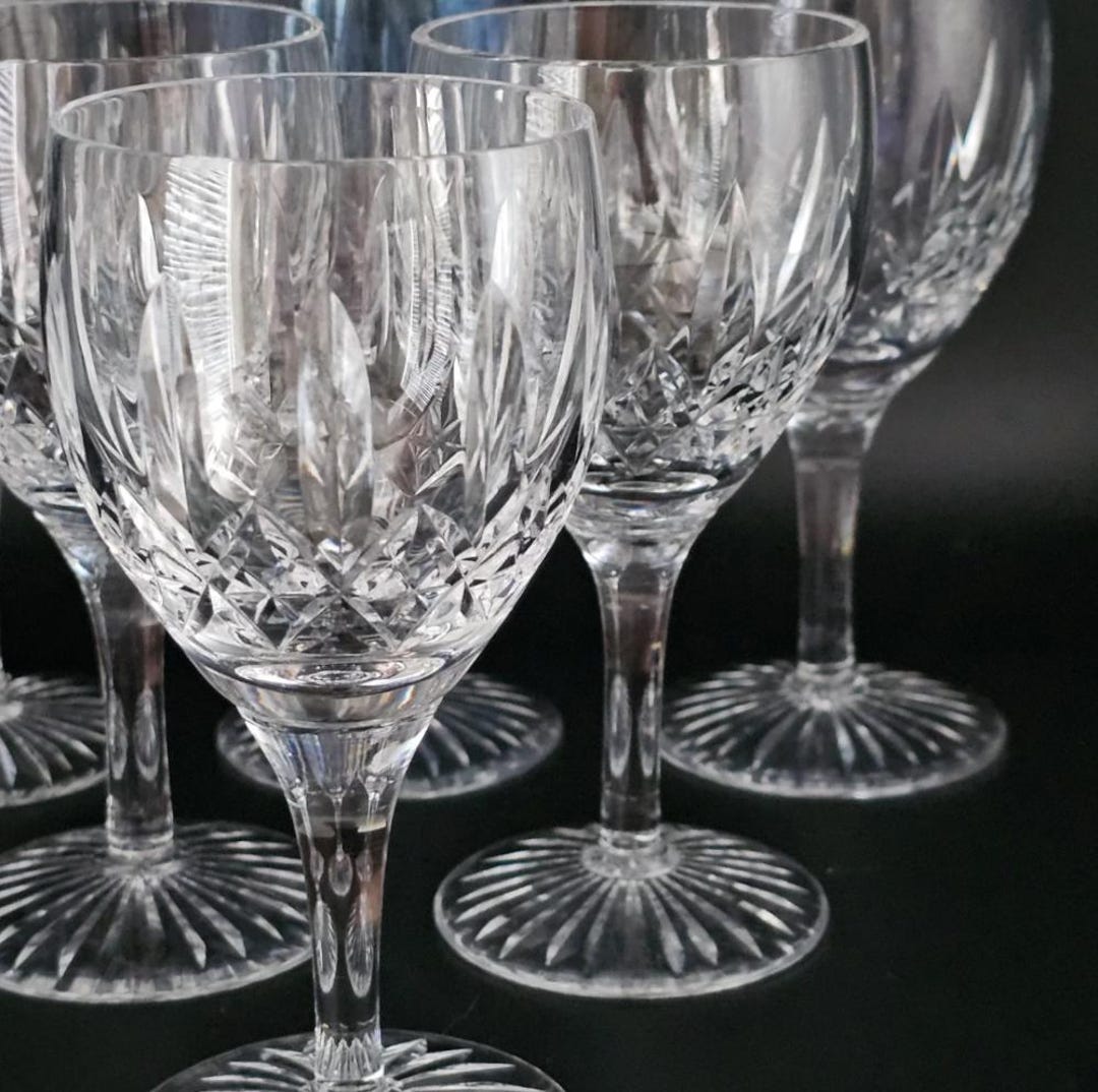 4 Large Stuart Crystal Wine Glasses. Luxury Cut Glencoe Stemware From ...