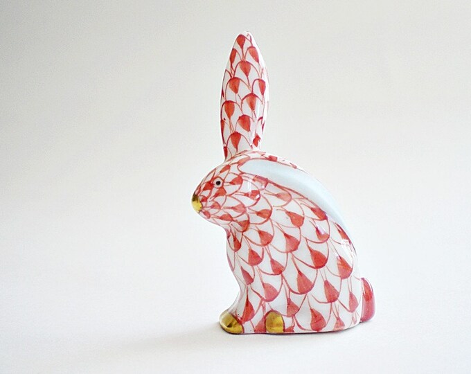 Herend Rabbit Miniature Figurine in Rust Fishnet - Etsy