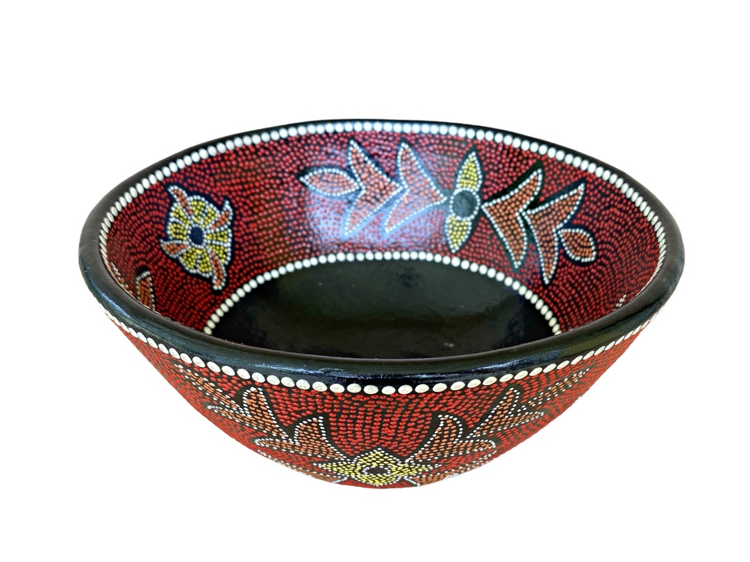 9 Decorative Ceramic Bowl Red & Black Tribal Design - Etsy