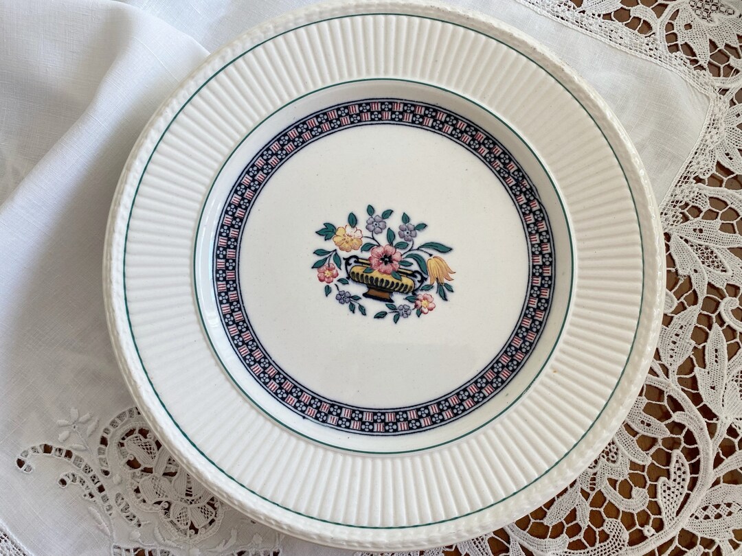 4 Antique Luncheon Plates, 1930s Art Deco English Pottery Dinnerware by ...