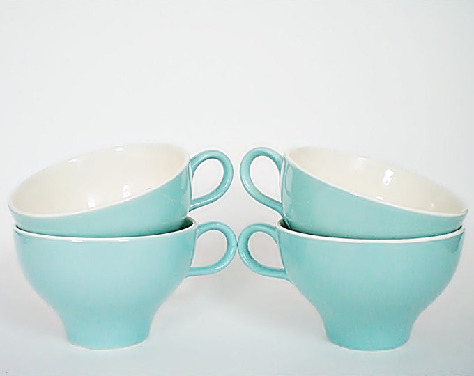 Tea Cups, Turquoise Ceramics, 4 Matching - Etsy