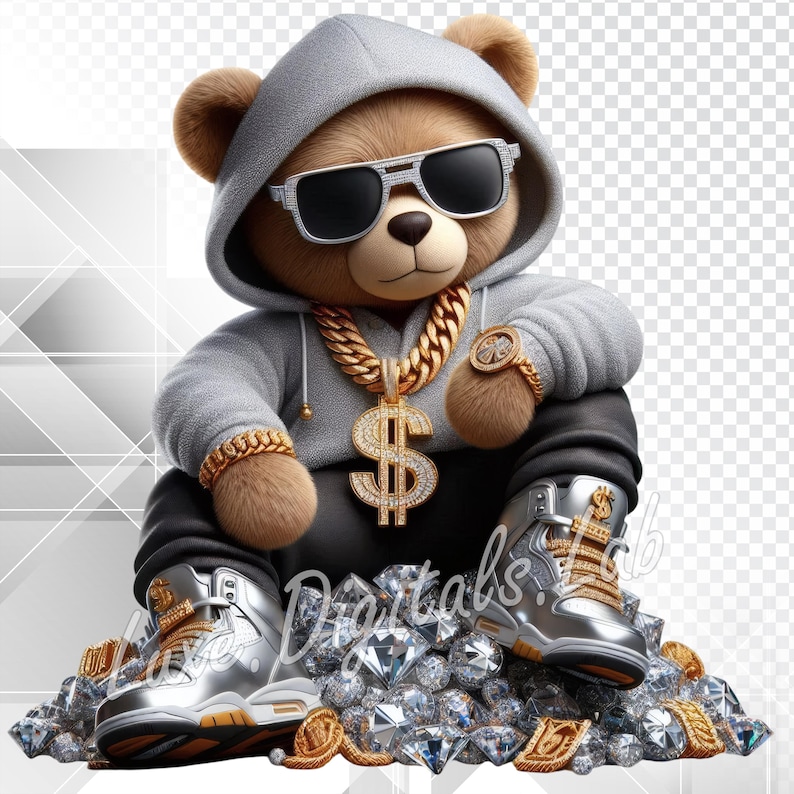 Cool Hip Hop Teddy Bear PNG, Gangsta Teddy Bear PNG, Rapper Bear ...