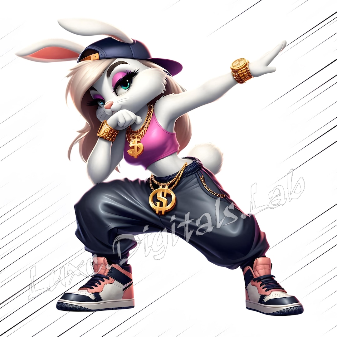 Dabbing Bunny Girl Png, Hip-hop Bunny Girl Png, Urban Girl Bunny Png ...