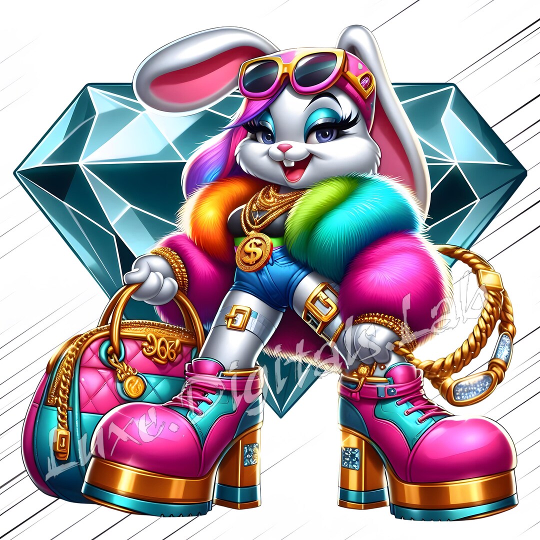 Luxury Bunny Diva PNG, Glamorous Bunny PNG, Urban Bunny Diamond Clipart ...