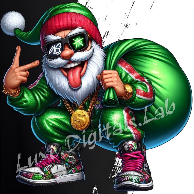 PNG de Papá Noel Hip Hop, imágenes prediseñadas de Papá Noel navideño ...