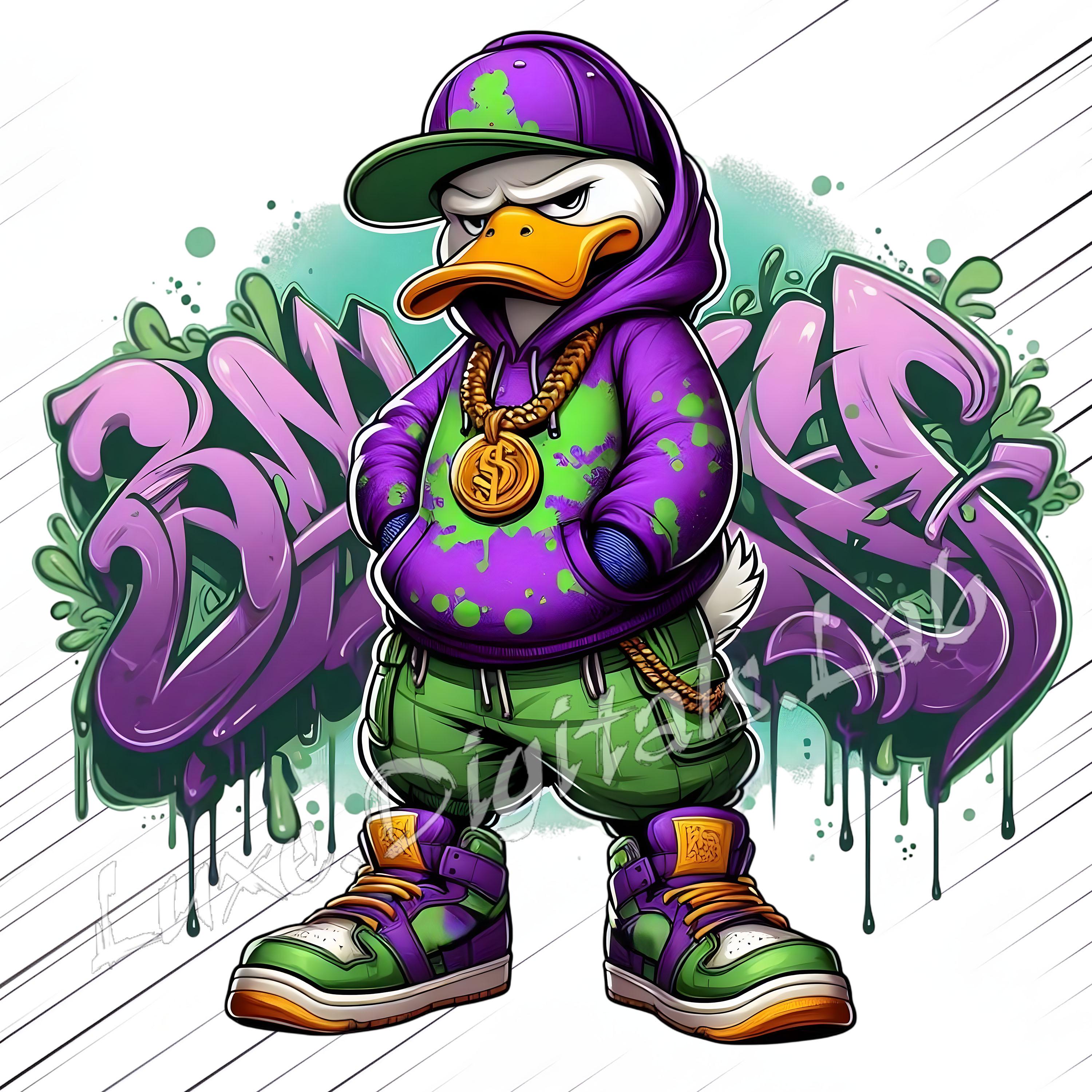 Hip-hop Cartoon Duck Clipart, Graffiti Hip Hop Duck Png, Streetwear Hip ...