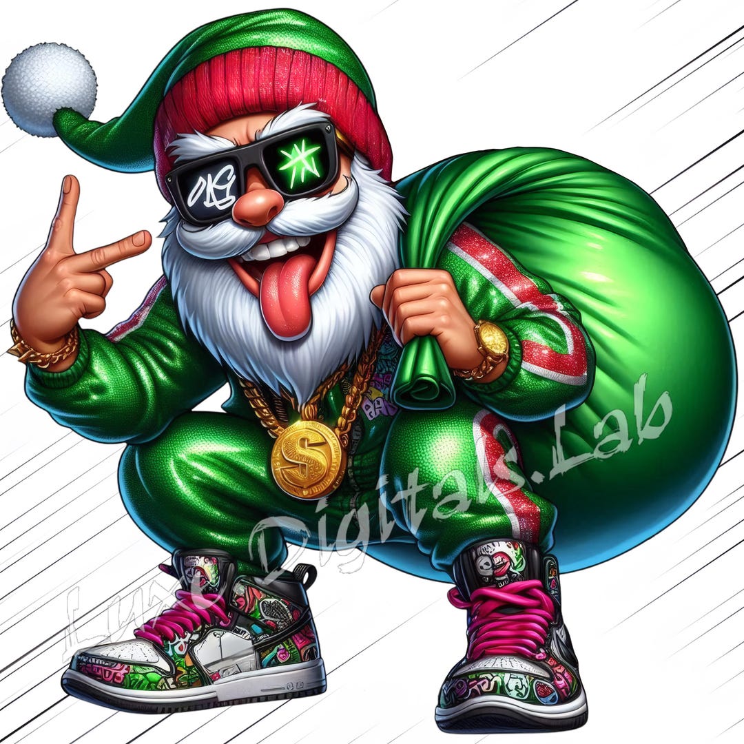Hip Hop Santa PNG, Cool Christmas Santa Claus Clipart, Streetwear ...
