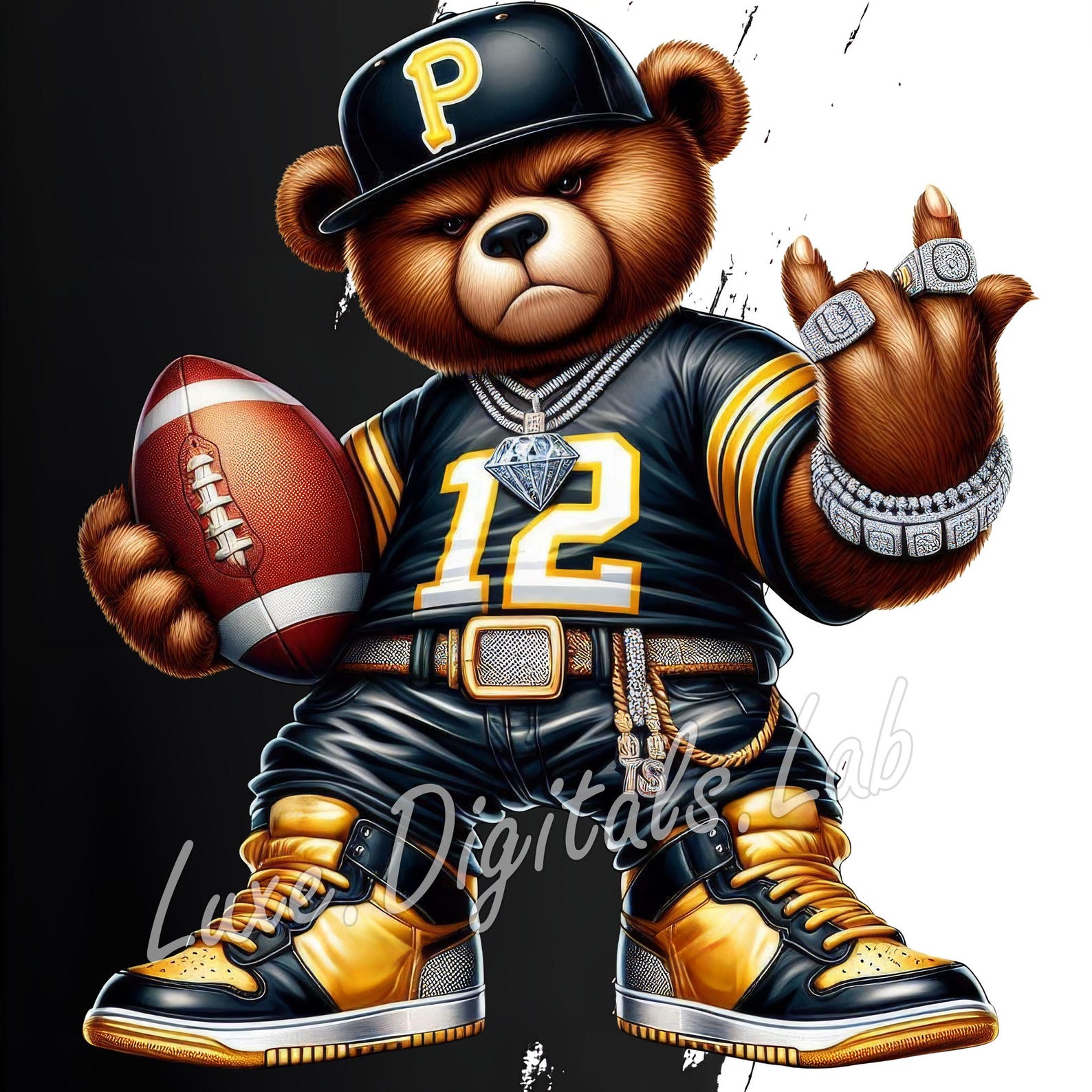 Pittsburgh Teddy Bear Png, Hip Hop Teddy Bear Png, Cool Gangsta ...