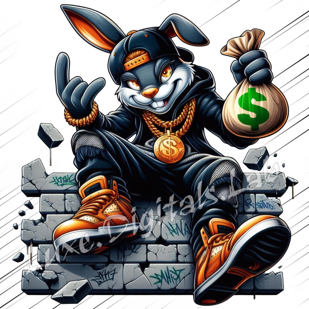 Gangster Rabbit With Money PNG, Urban Bunny Clipart, Graffiti Bunny ...