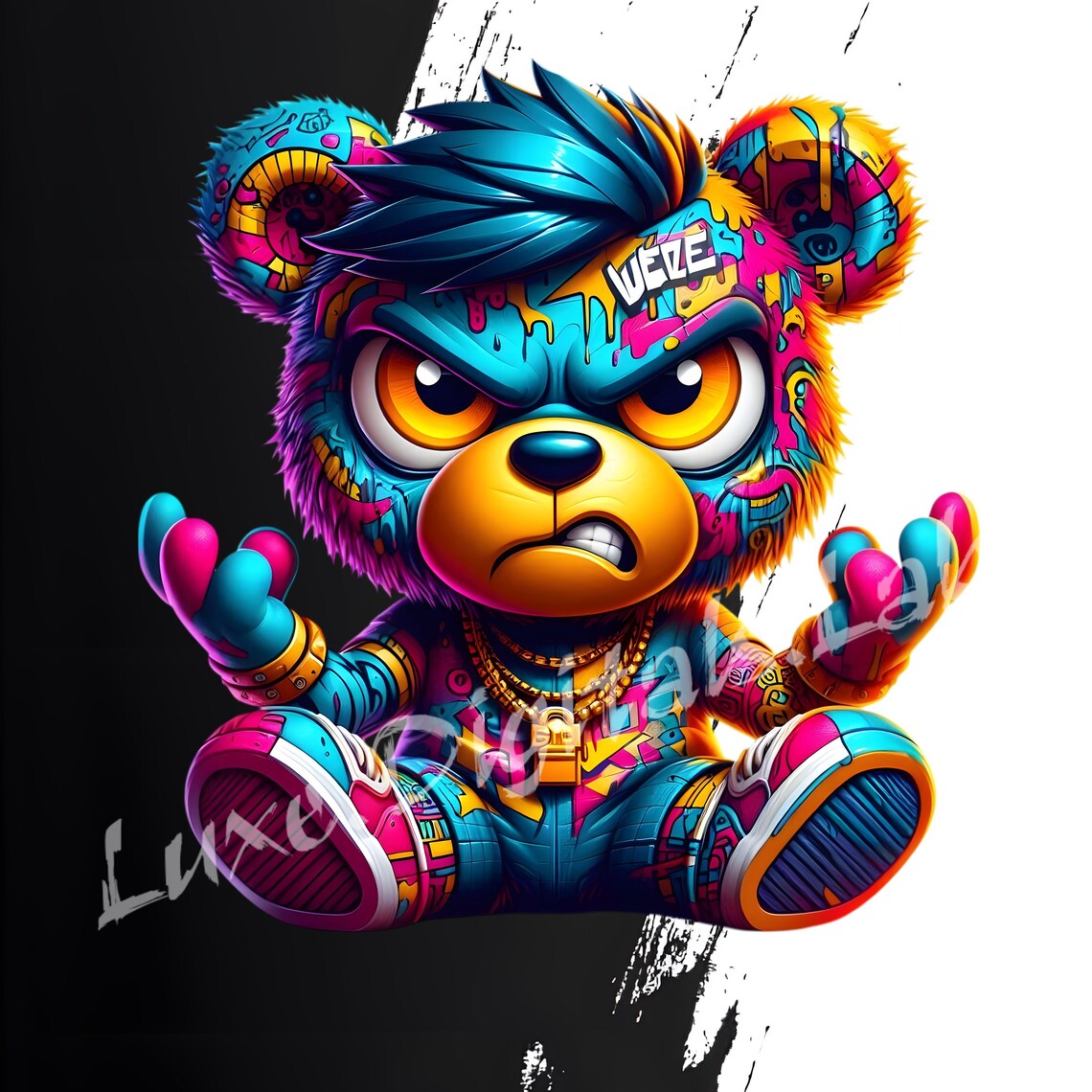 Graffiti Urban Teddy Bear Png, Grumpy Teddy Bear Clipart, Urban Teddy Bear Png, Urban ...