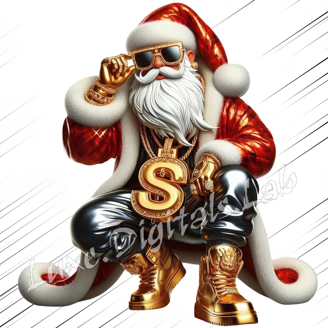 Hip Hop Santa PNG - Trendy Santa Claus in Streetwear, Urban Santa Png ...