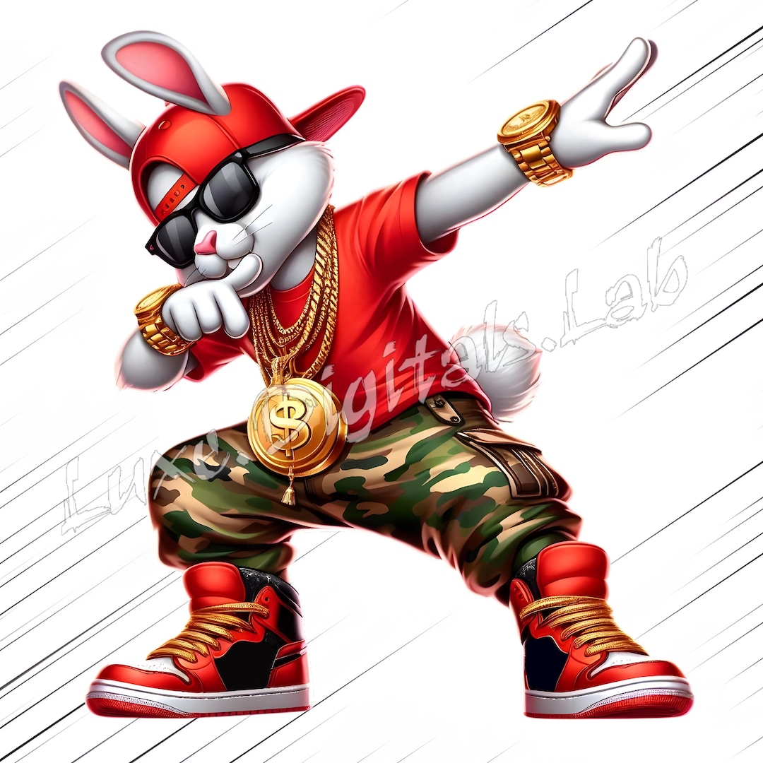 Dabbing Bunny PNG, Cool Rabbit Dab Pose Png, Hip Hop Rabbit Png ...