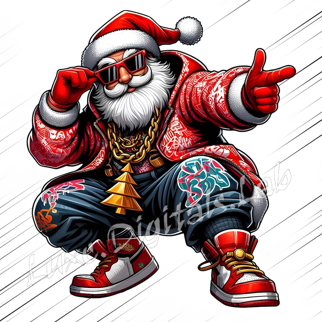Graffiti Santa Clipart, Urban Santa Png, Hip-hop Christmas PNG, Cool ...