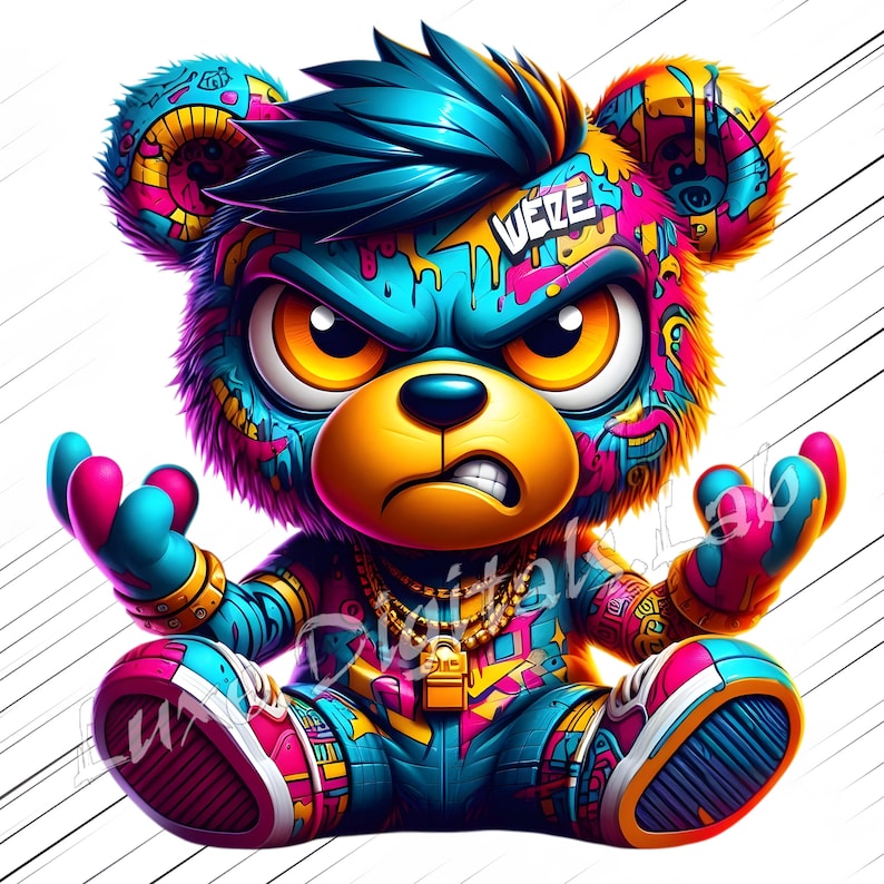 Graffiti Urban Teddy Bear Png, Grumpy Teddy Bear Clipart, Urban Teddy Bear Png, Urban ...