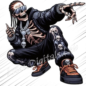 Hip Hop Skeleton PNG – Cool Skull Rapper in Streetwear, Graffiti ...
