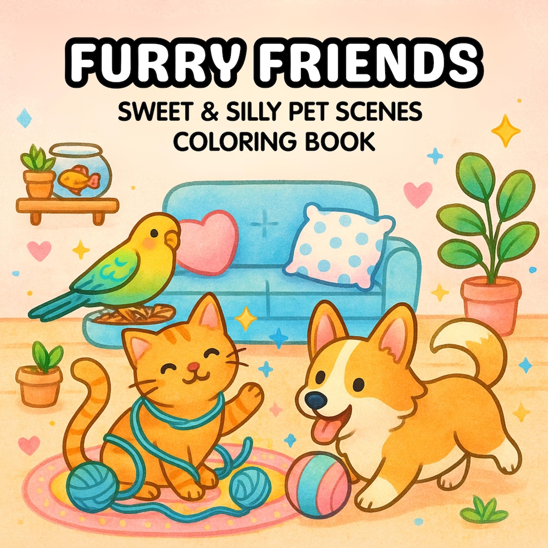 Coco Wyo Furry Friends Coloring Book for Kids and Adults, 15 Coloring ...