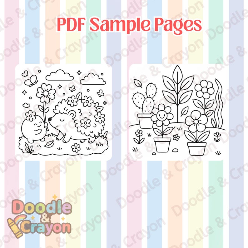 Cozy Garden Stress Relief Coloring Pages, Bold Easy Digital Coloring ...