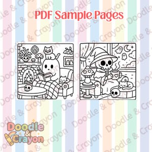 Coloring Book Adult & Kids, 20 Pages Spooky Creepy Friends Bold Easy ...