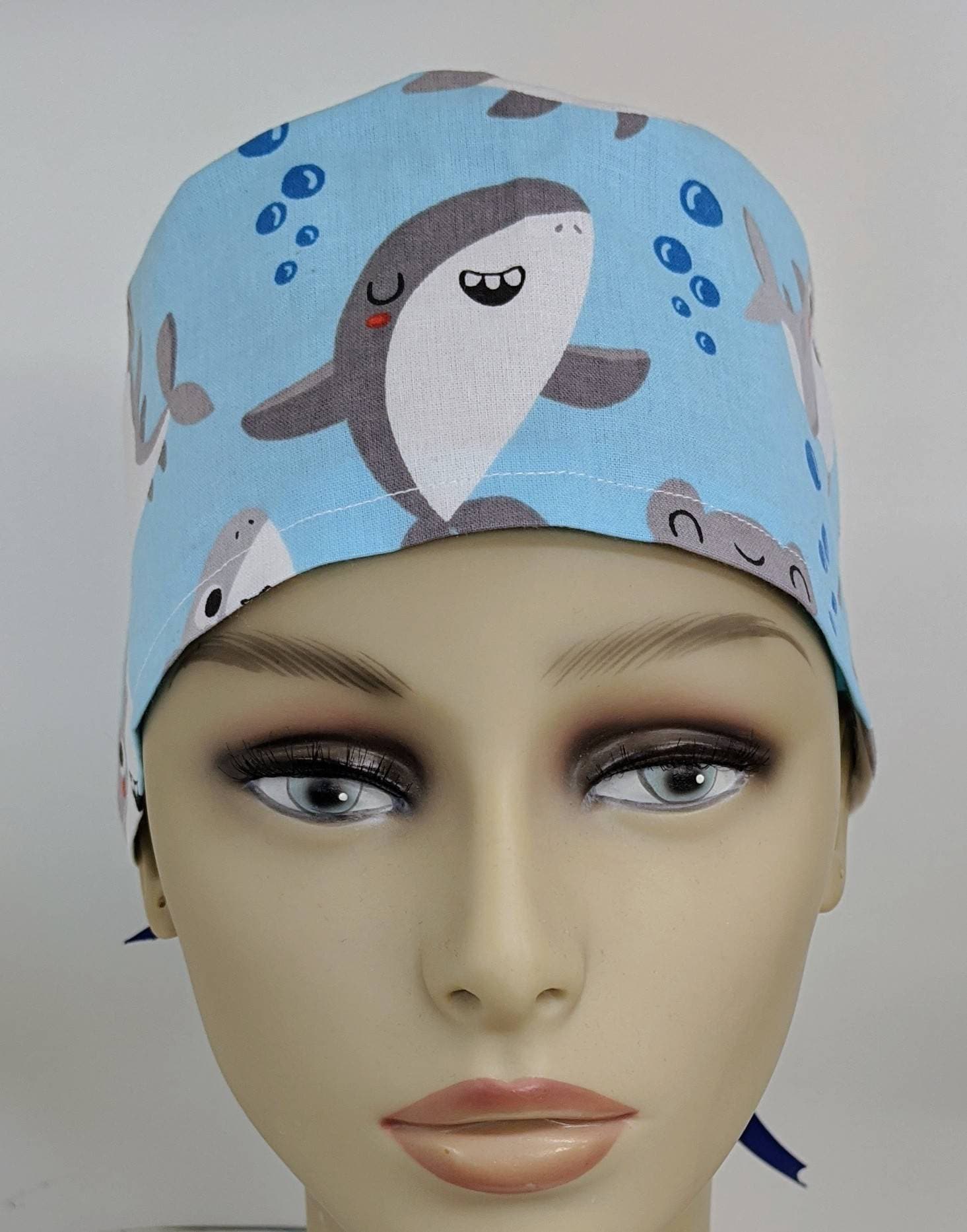 Cute Shark scrub cap ponytail hybrid surgeon cap/mens | Etsy