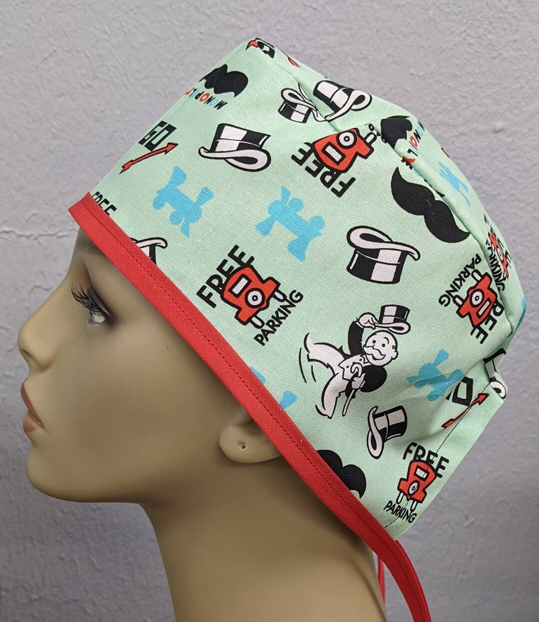 Monopoly Board Game Scrub Cap.. Ponytail, Hybrid, Surgeon Cap, or Mask ...