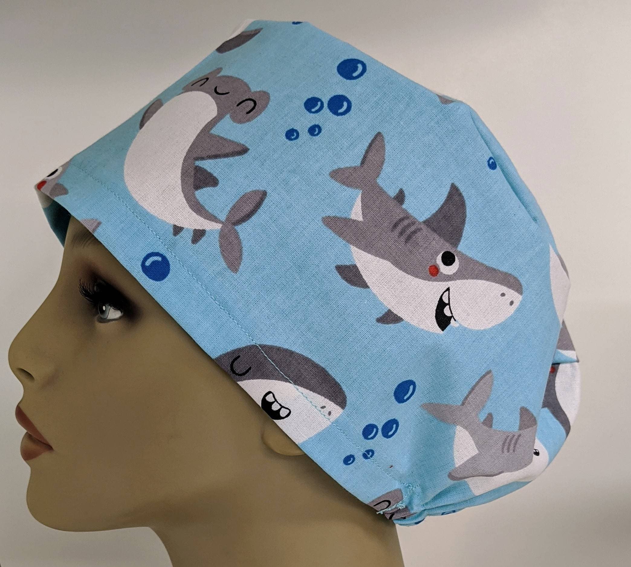 Cute Shark scrub cap ponytail hybrid surgeon cap/mens | Etsy