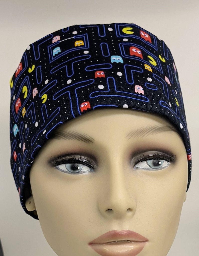 Pac-man Scrub Cap.. Ponytail Hybrid Surgeon Cap or Mask - Etsy