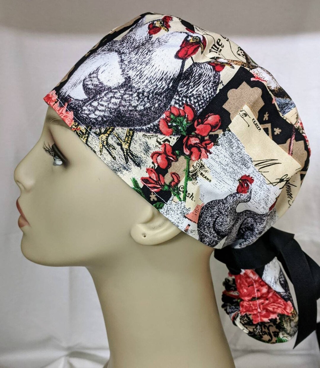 Chicken Ponytail Scrub Hat - Etsy