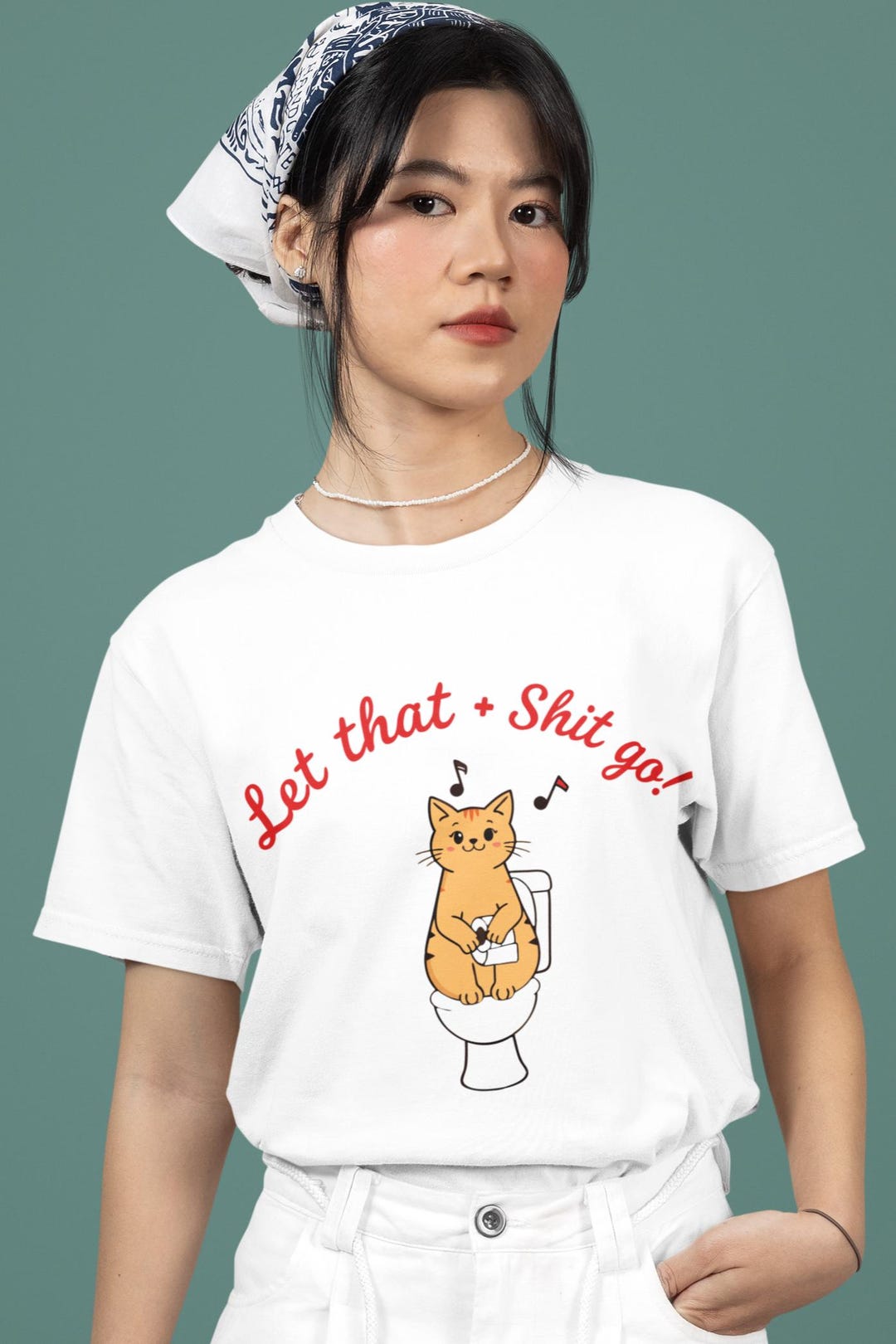 Funny Cat Toilet T-shirt: Let That Sh*t Go - Relaxed Fit Cotton Tee - Etsy