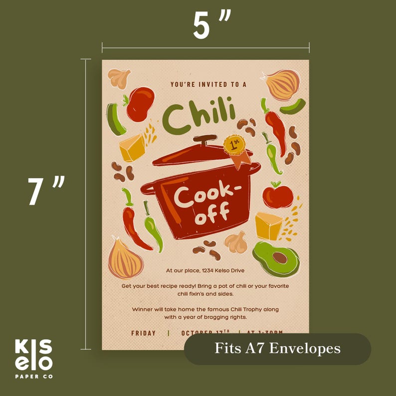 Chili Cook-off Invite, Canva Editable - Etsy