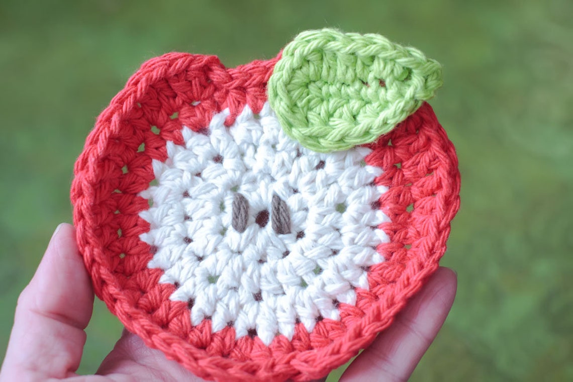 Crochet Coaster Pattern Crochet Apple Coaster DIY Teacher | Etsy