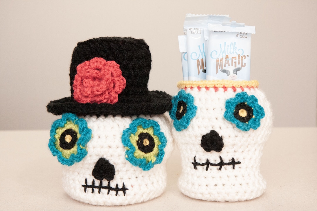 Halloween Crochet Pattern, Sugar Skull, Home Decor, Crochet Basket ...
