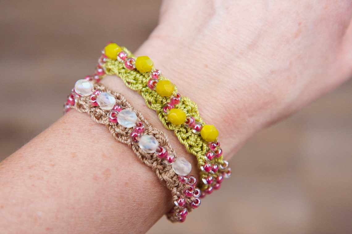 Crochet Bracelet With Beads Jewelry Tutorial Crochet Cuff - Etsy