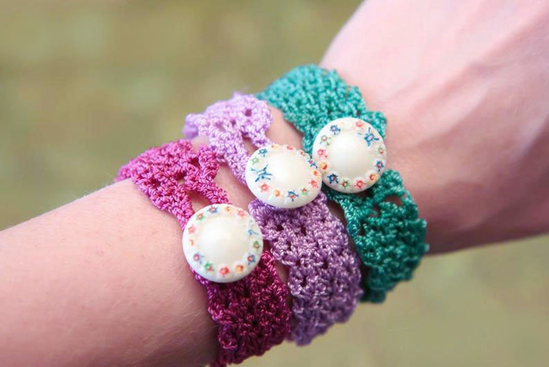 Crochet Cuff Bracelet Pattern, Step by Step Instructions, Jewelry ...