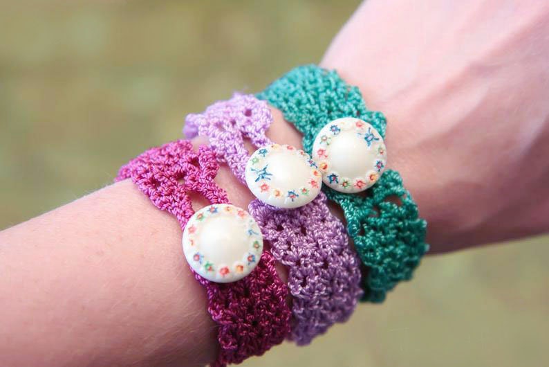 Crochet Cuff Bracelet Pattern, Step by Step Instructions, Jewelry ...