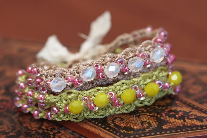 Crochet Bracelet With Beads, Jewelry Tutorial, Crochet Cuff Bracelet ...