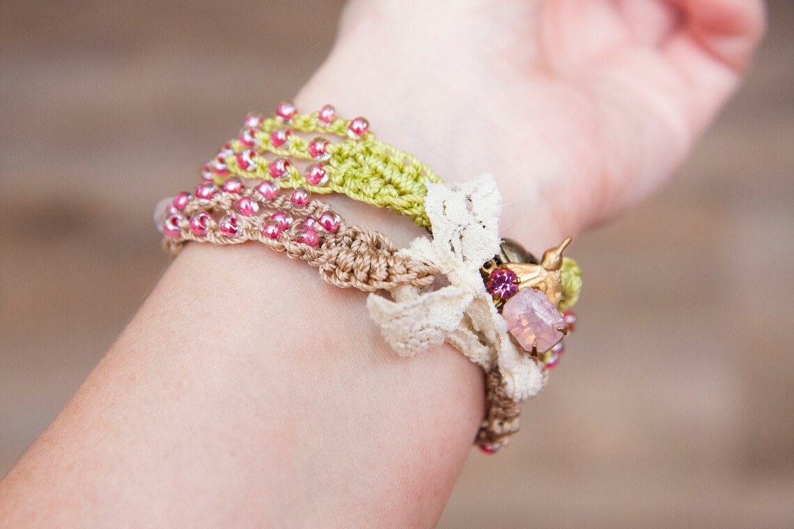 Crochet Bracelet With Beads Jewelry Tutorial Crochet Cuff - Etsy