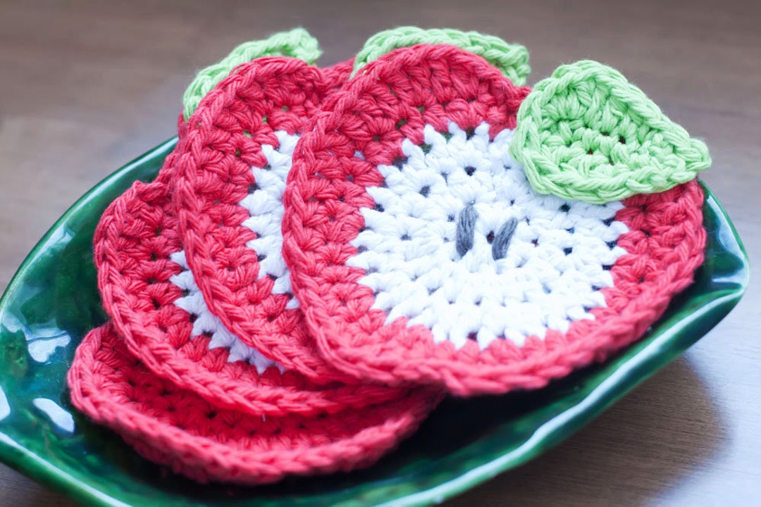 Crochet Coaster Pattern Crochet Apple Coaster DIY Teacher - Etsy