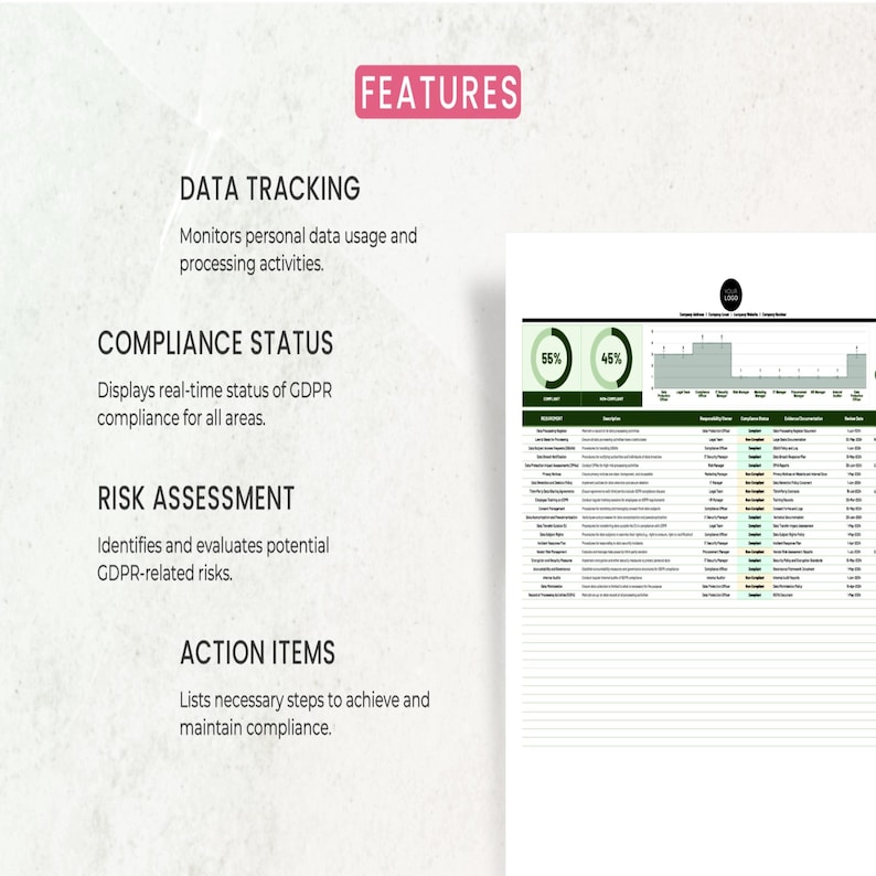 Operations GDPR Compliance Status Template • Excel & Google Sheets ...