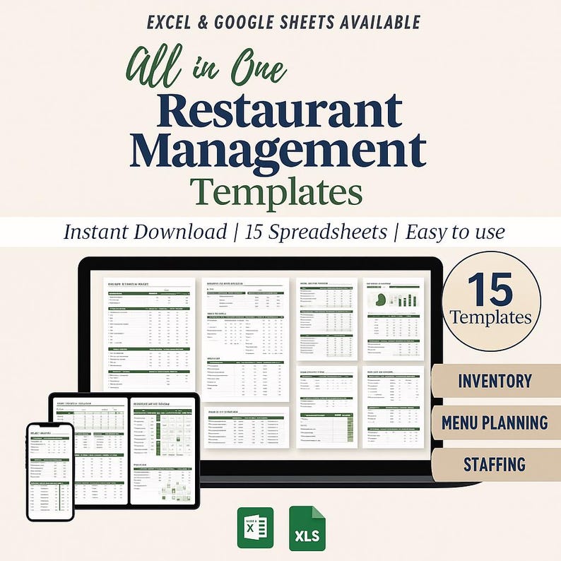 Restaurant Management Excel Bundle | Staff Schedule, Inventory, Sales ...
