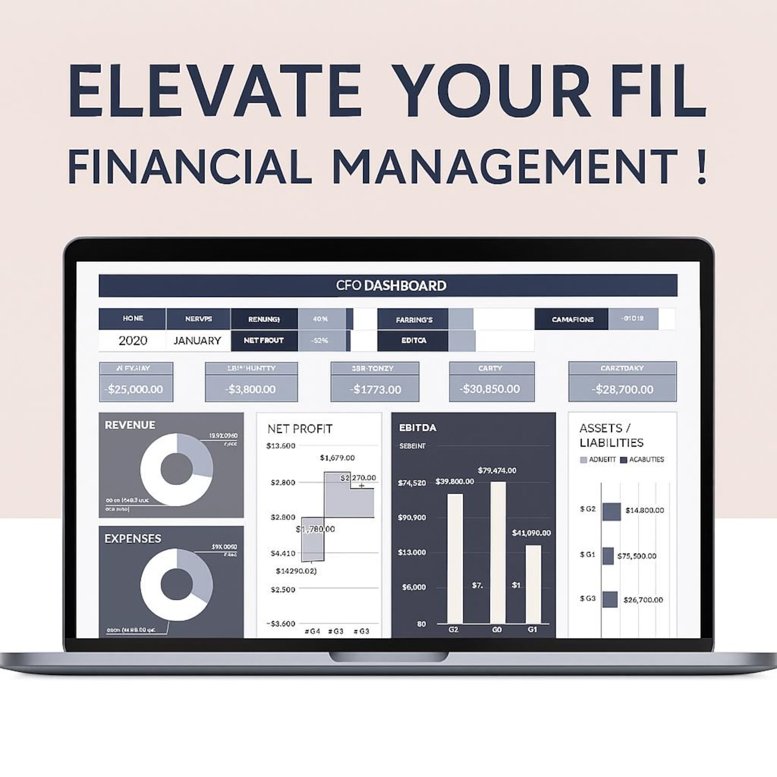 CFO Dashboard Template Excel & Google Sheets | Financial KPI Dashboard ...