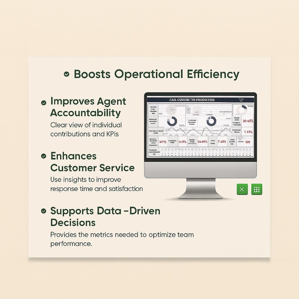 Call Center KPI Dashboard Template for Excel & Sheets | Agent Metrics ...