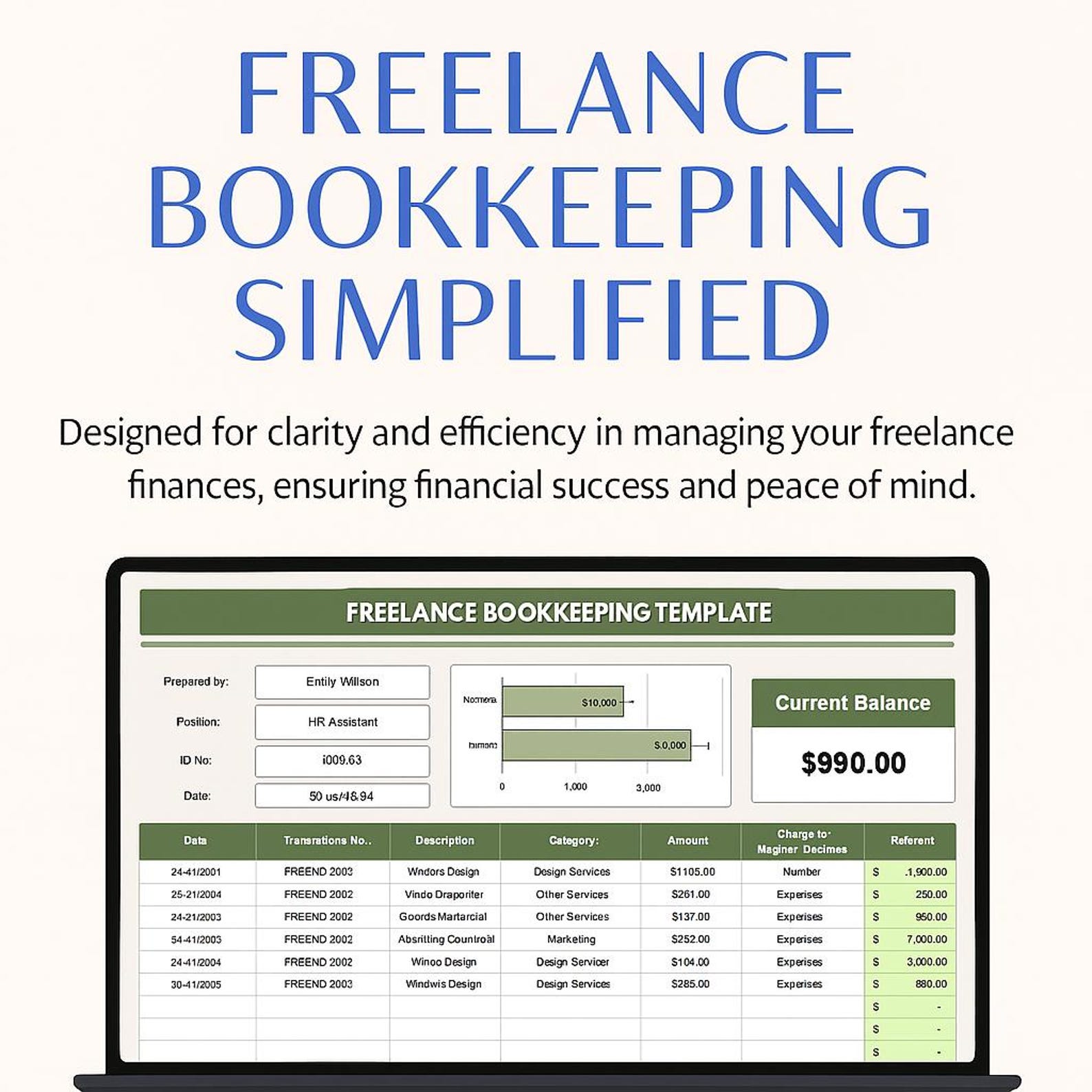Freelance Bookkeeping Template for Excel & Google Sheets | Income ...
