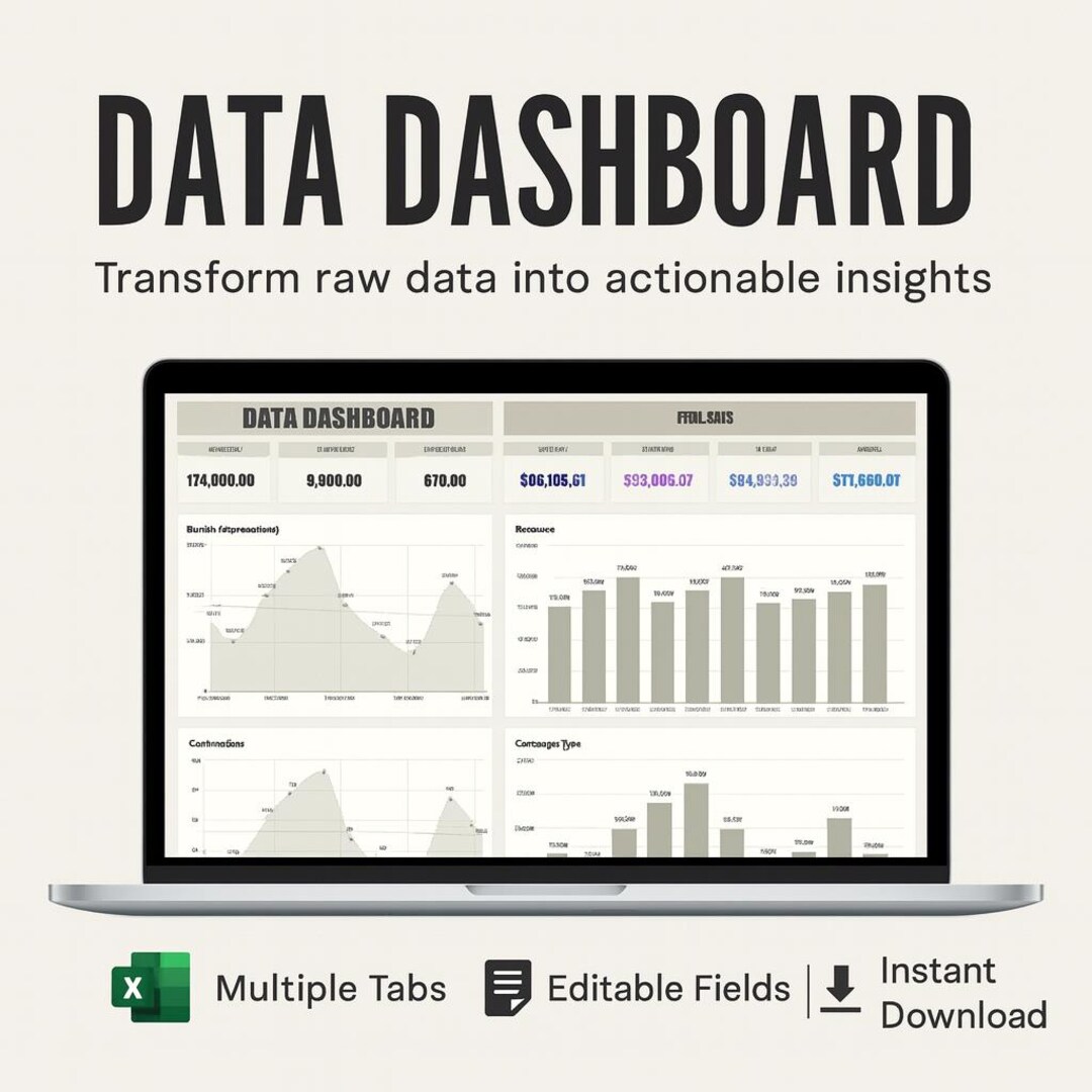 Data Dashboard Template Excel Google Sheets – Metrics Dashboard, KPI ...