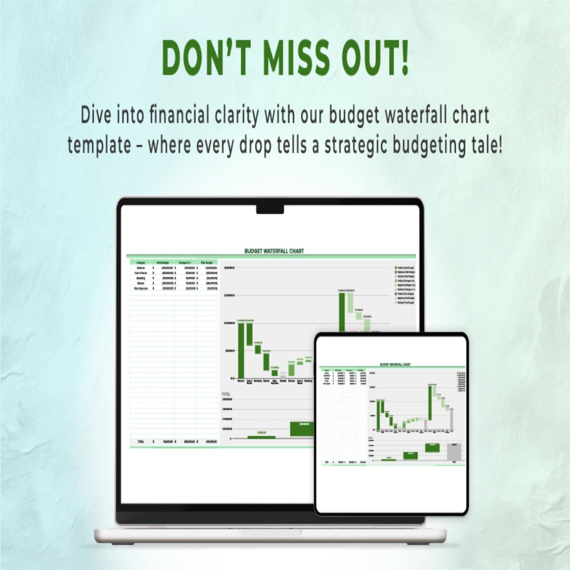 Budget Waterfall Chart Template | Financial Variance Analysis, Expense ...