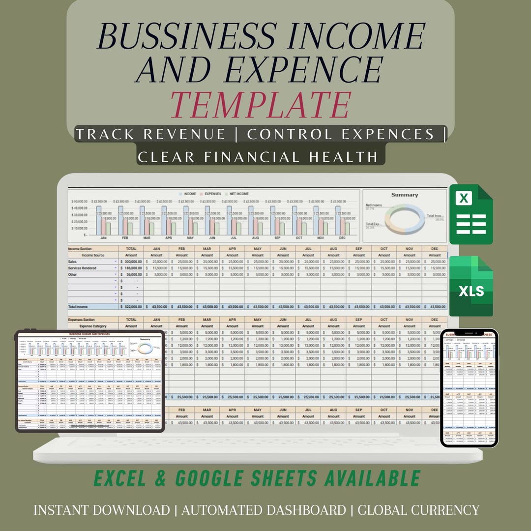 Business Income & Expense Tracker Excel | Small Business Accounting ...